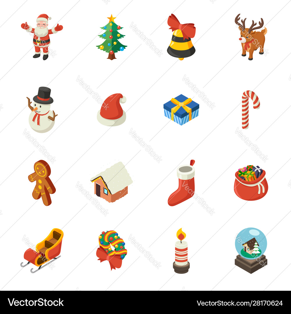 Christmas isometric elements Royalty Free Vector Image