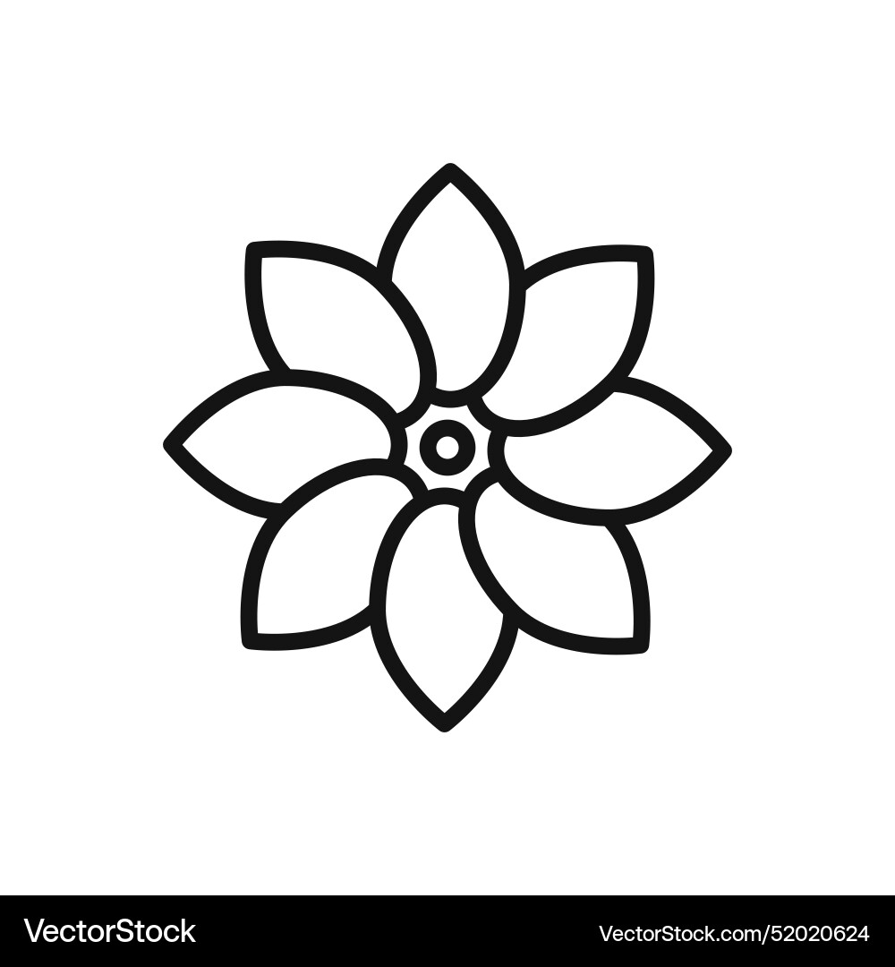 Flower icon outline collection in black Royalty Free Vector