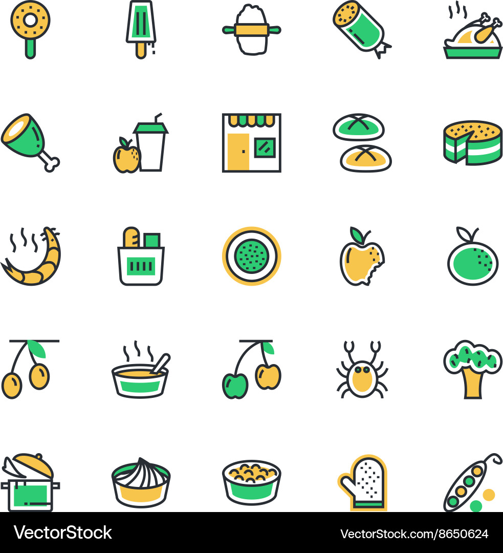 Food vegetables icons 7 Royalty Free Vector Image