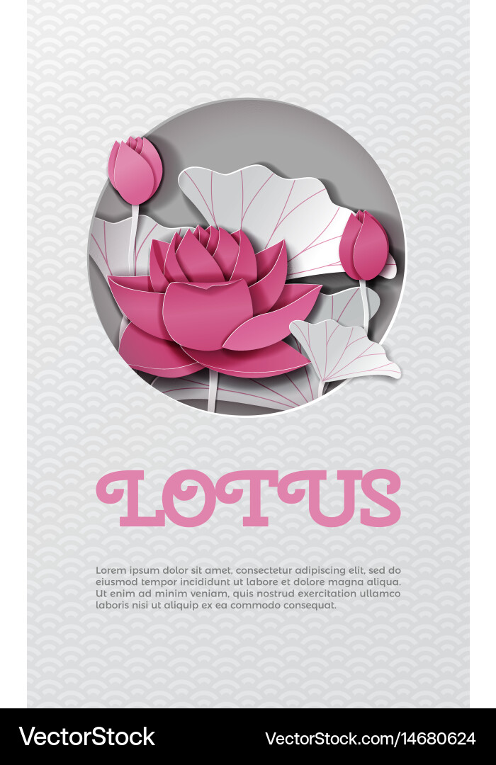 Oriental pattern vertical banner with lotus flower