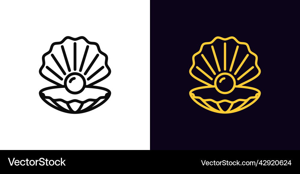 Outline shell icon with editable stroke open Vector Image