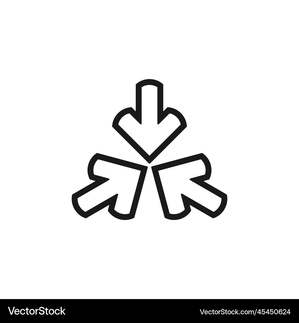 Three line arrows point to the center triple Vector Image