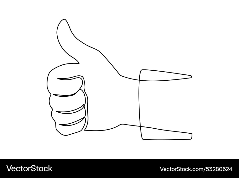Thumb up in one continuous line drawing hand Vector Image