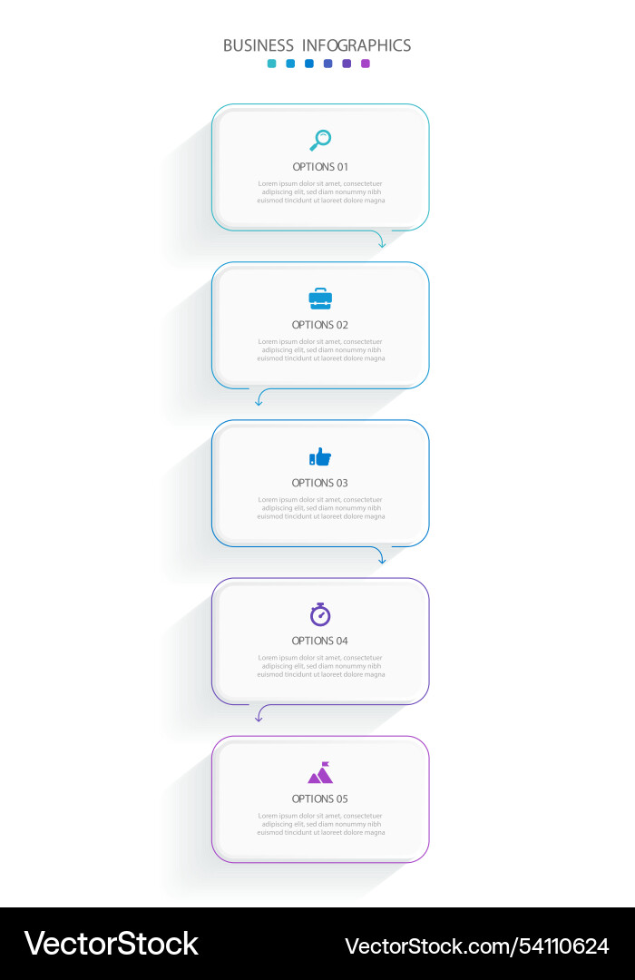 Vertical progress bar featuring 5 arrow-shaped Vector Image