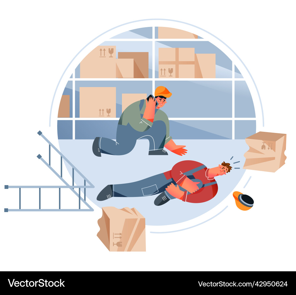 Warehouse dangerous accident with workers people Vector Image