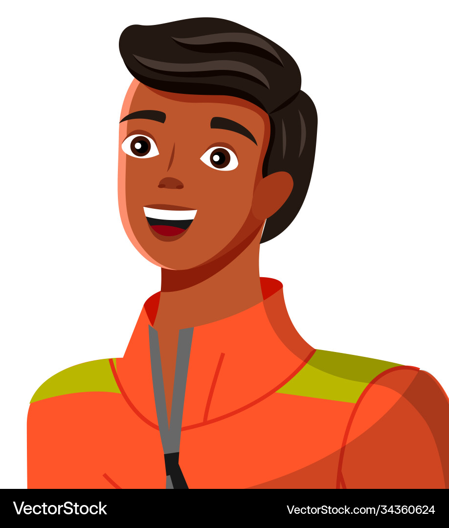 Young tanned guy in a jacket with zipper Vector Image