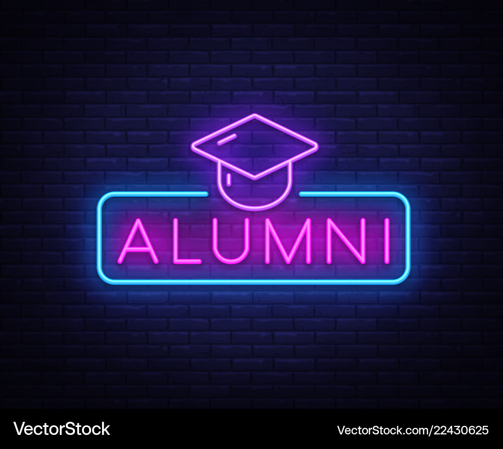 Alumni Neon Zeichen Graduierung Symbol Lizenzfreier Vektor