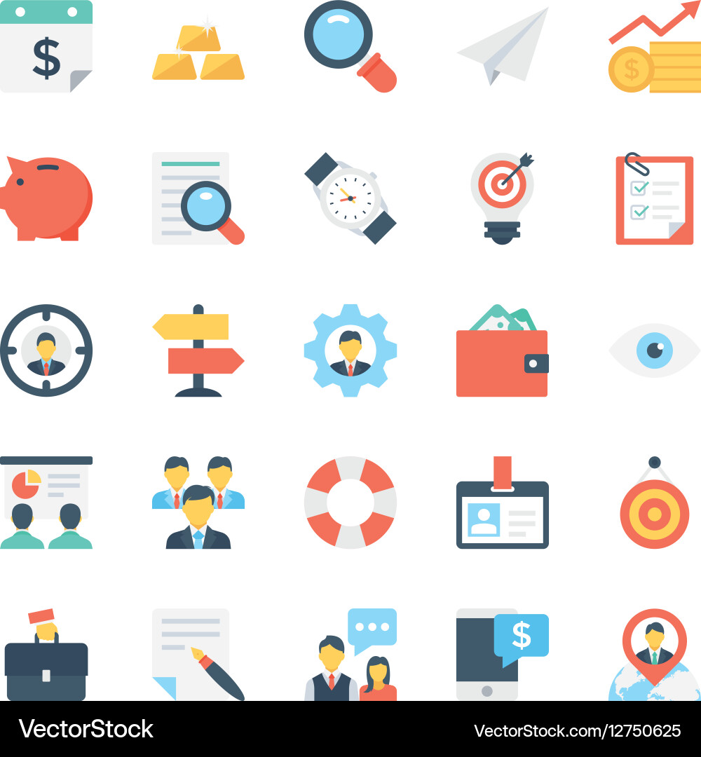 Business icons 3 Royalty Free Vector Image - VectorStock