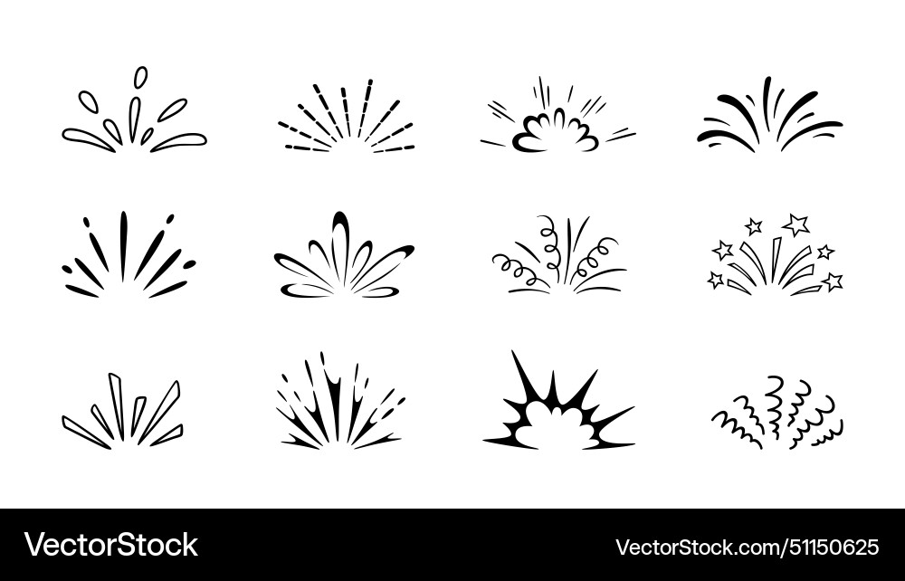 Cartoon spark effects isolated energy bursts set Vector Image