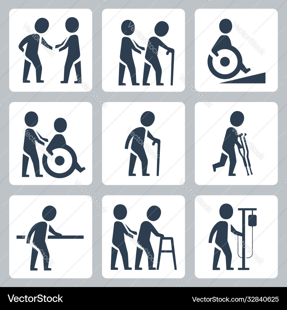 Elderly and Disability Care Icons Royalty Free Vector Image