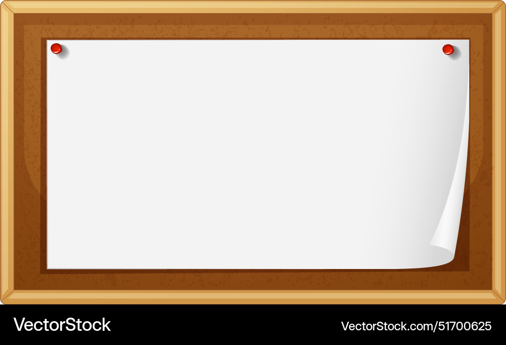 Empty board with pinned white paper Royalty Free Vector