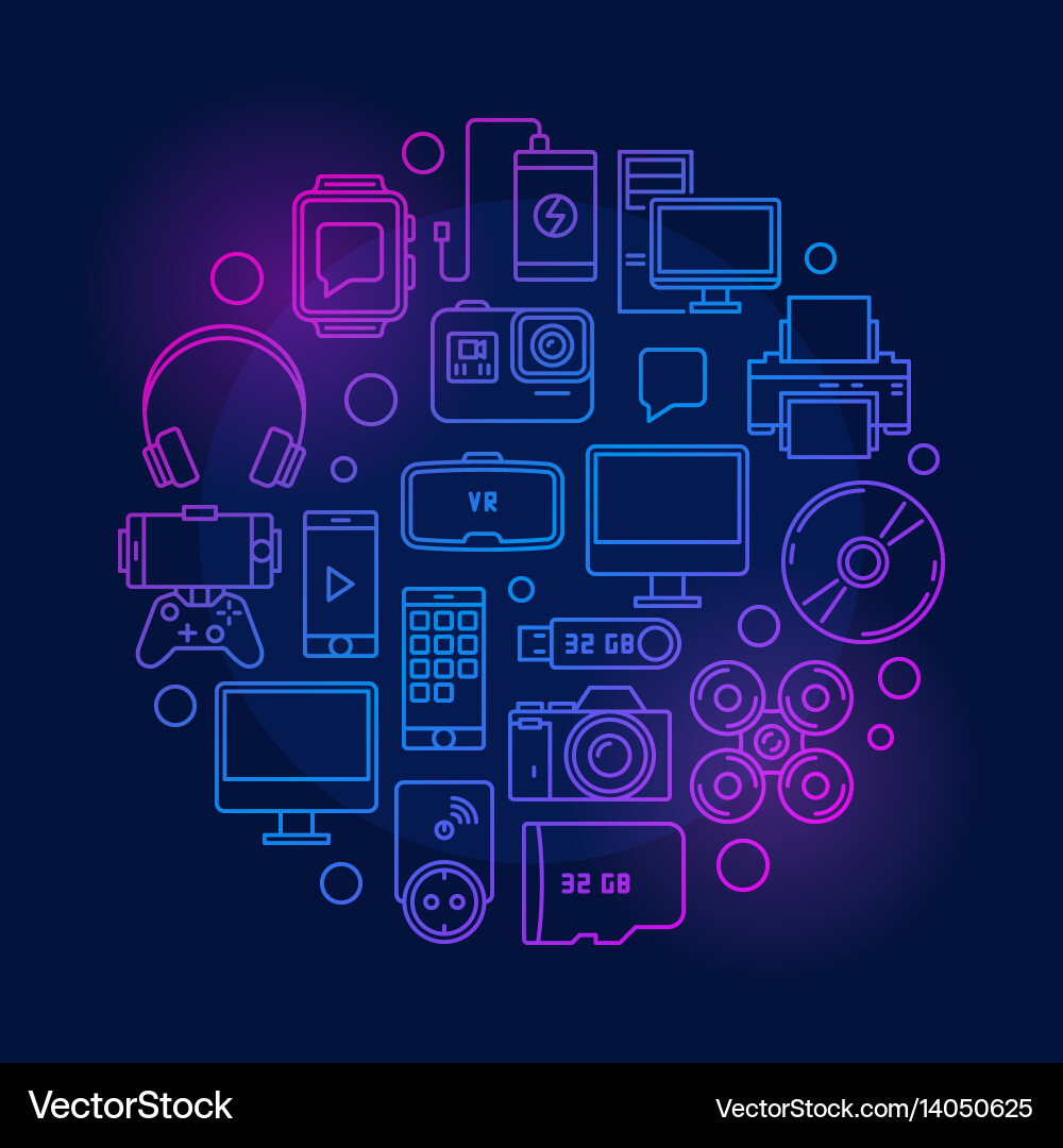 Gadgets bright round Royalty Free Vector Image
