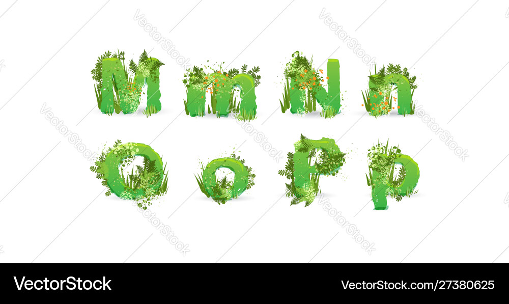 Green leaves font stylish Royalty Free Vector Image