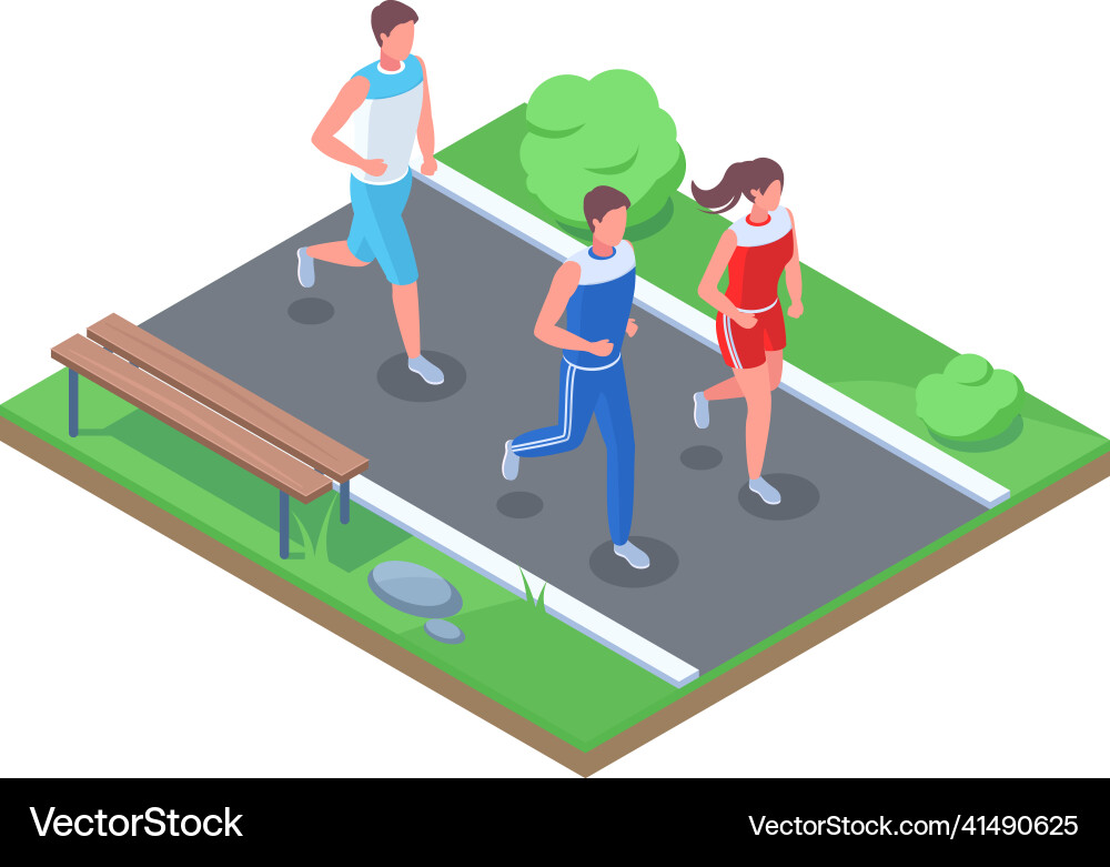 Isometric Marathon Runners Royalty Free Vector Image