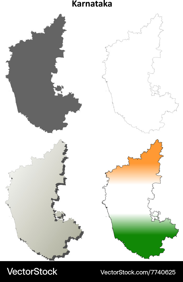 Karnataka blank detailed outline map set Vector Image