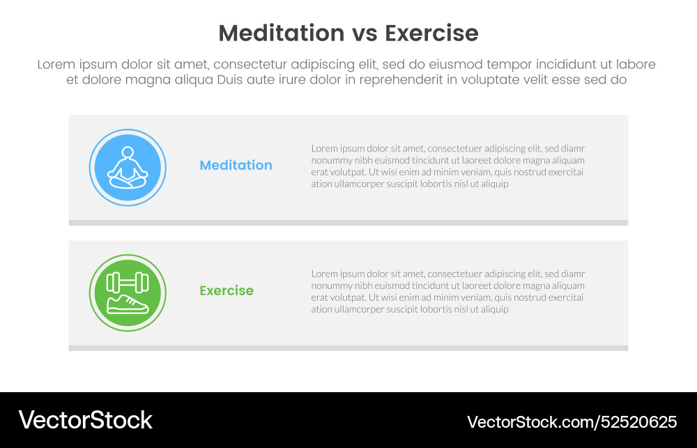 Meditation vs physical exercise comparison Vector Image