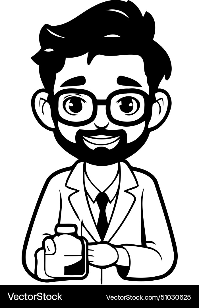 Scientist man cartoon icon graphic design Vector Image