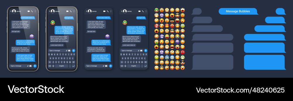 Smartphone messaging app user interface Royalty Free Vector