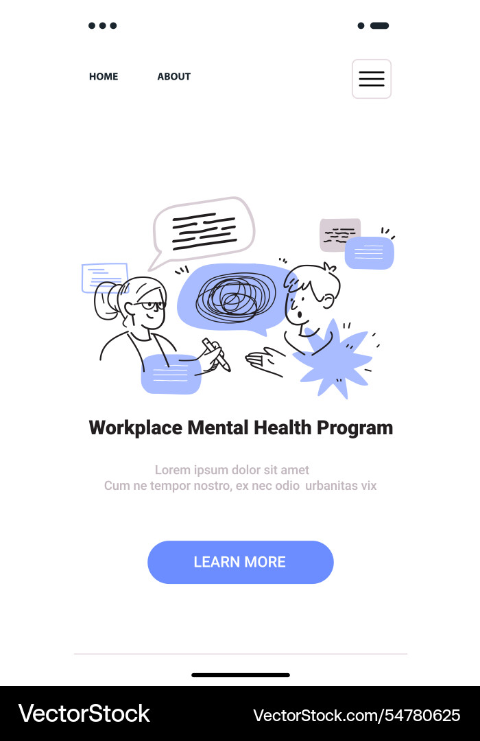 Workplace mental health program discussion doodle Vector Image