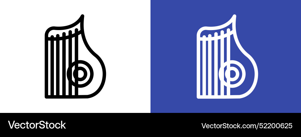 Zither icon logo sign set outline Royalty Free Vector Image