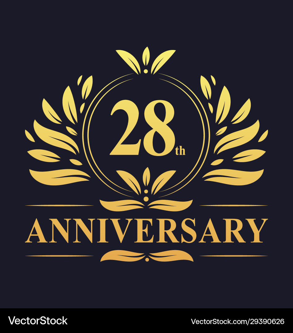28th anniversary logo 28 years design Royalty Free Vector