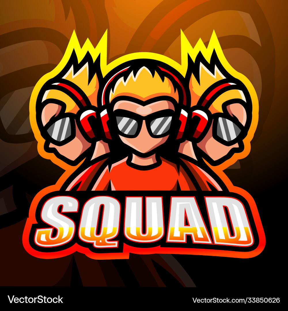 3 squad boys esport logo design Royalty Free Vector Image