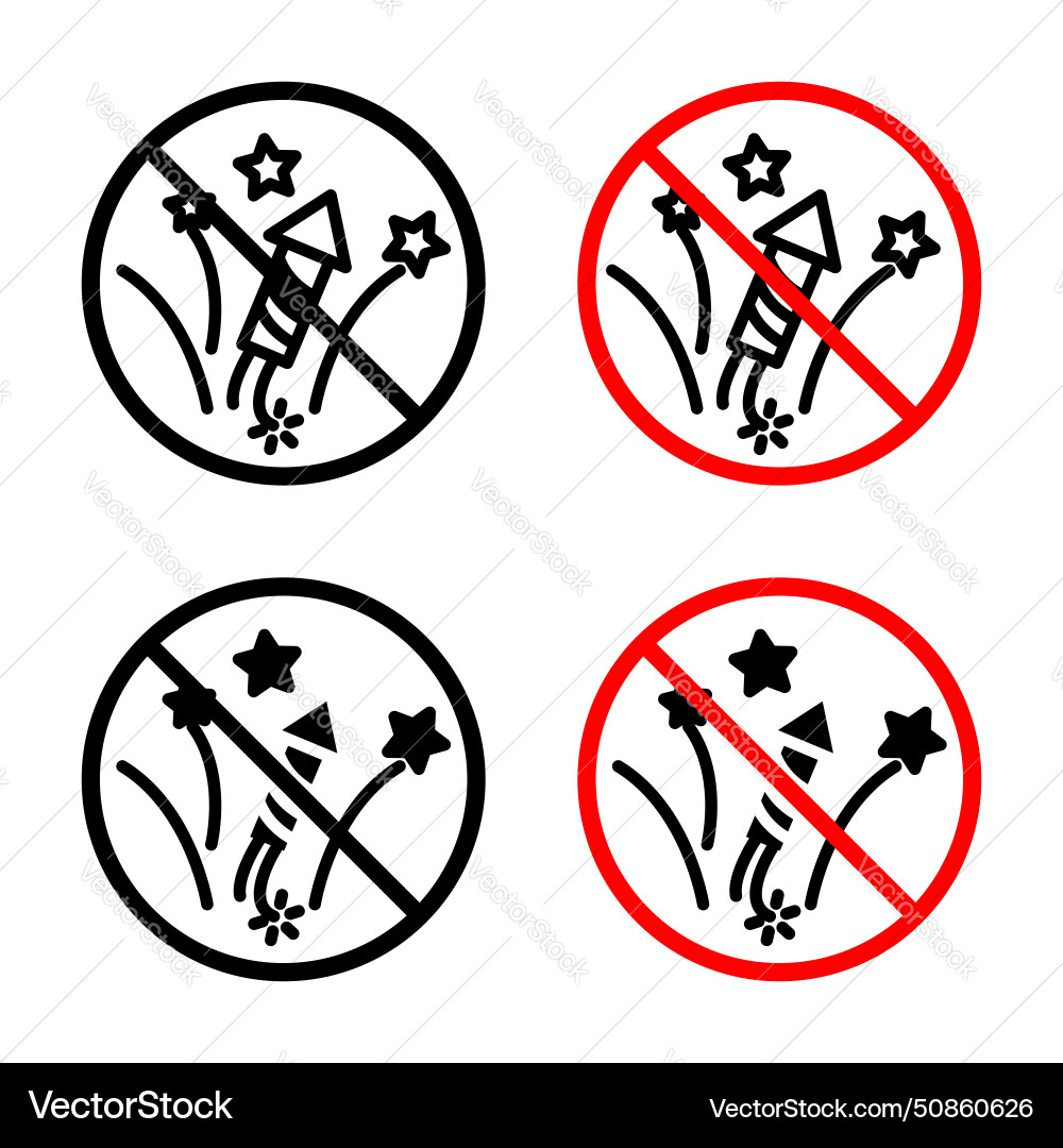 Ban on fireworks sign prohibited Royalty Free Vector Image