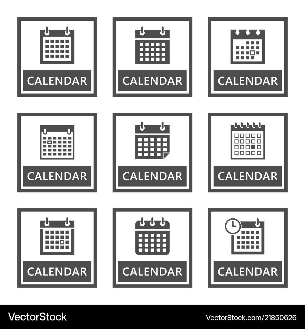 Calendar signs and icons set Royalty Free Vector Image