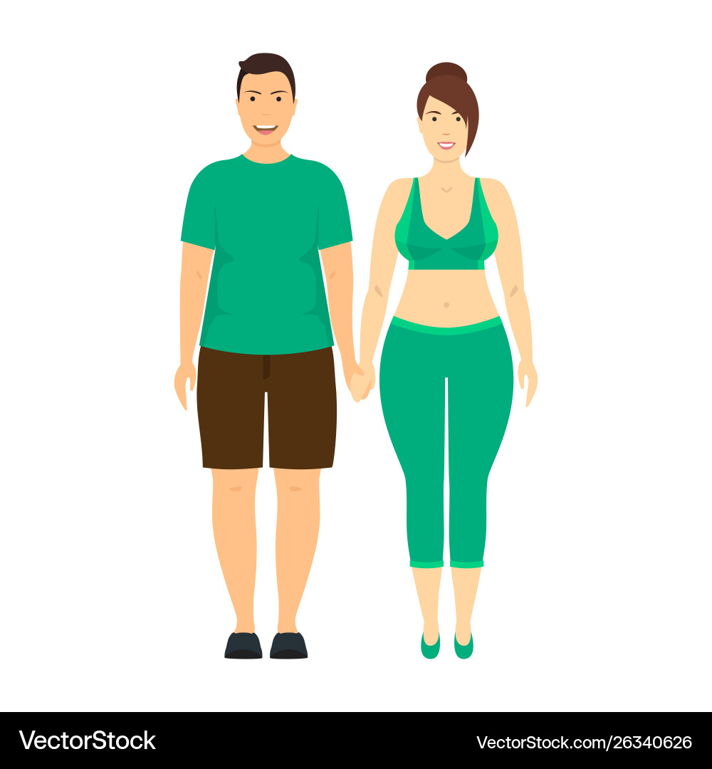 Cartoon characters people plus size couple Vector Image