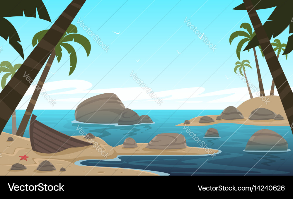Cartoon tropical beach Royalty Free Vector Image