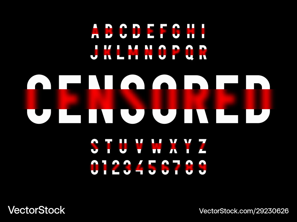 Censored Stil moderne Schrift Alphabet Buchstaben Vektorbild