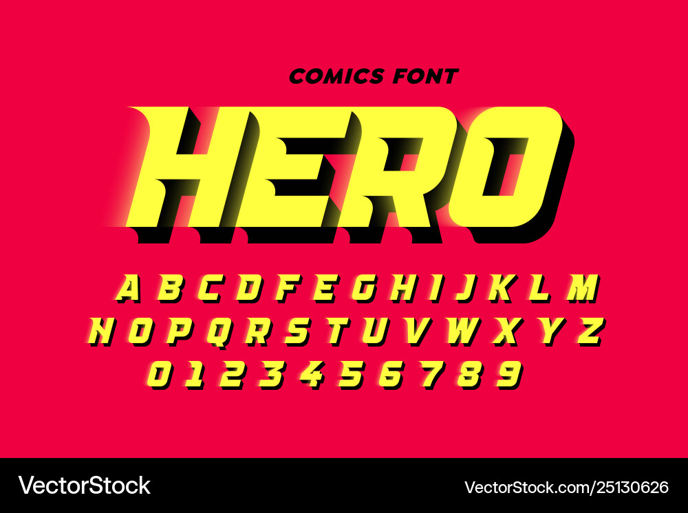 Comics style font alphabet letters and numbers Vector Image