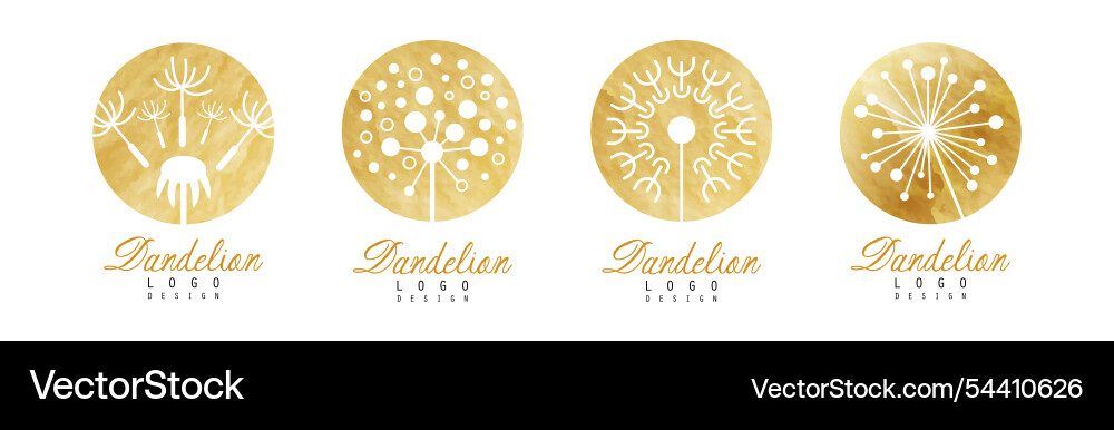 Dandelion Logo und Label Design mit flauschiger Pflanze