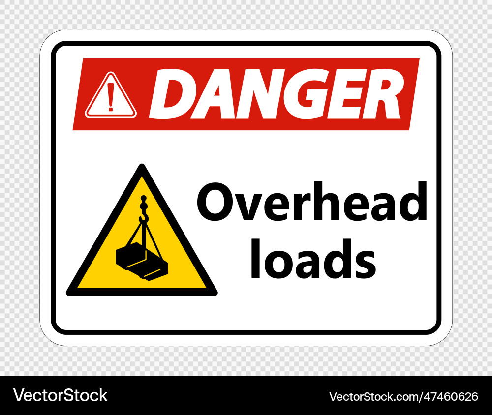 Danger overhead loads sign on transparent Vector Image