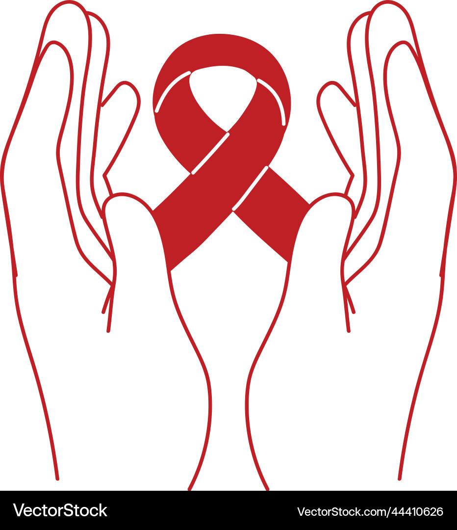 Hands red ribbon aids Royalty Free Vector Image