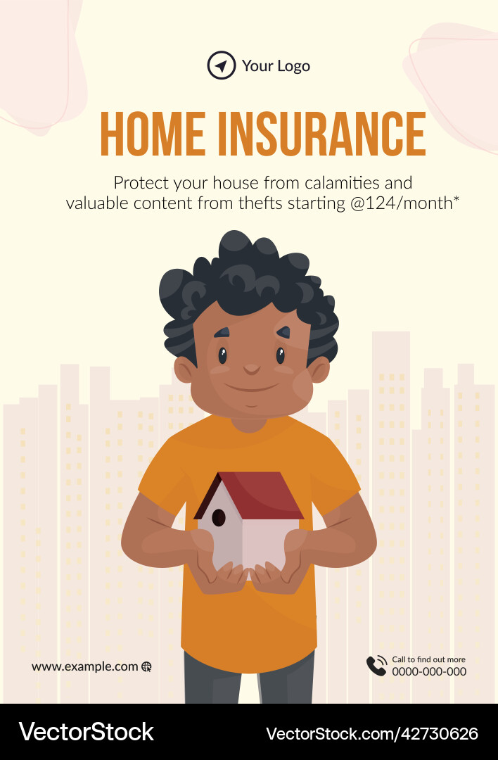 Home insurance flyer design Royalty Free Vector Image