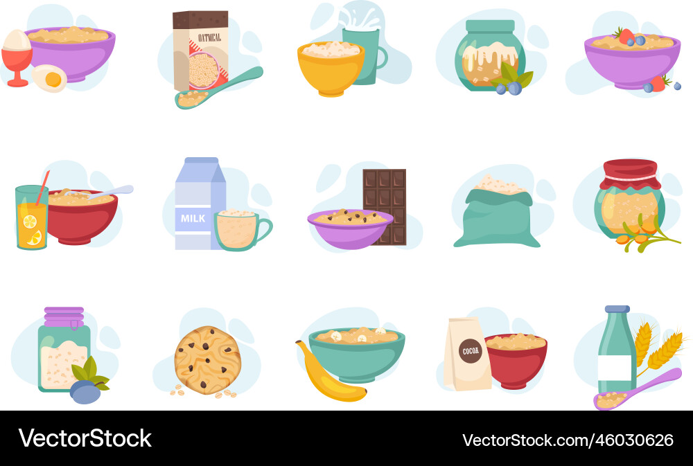 Oat meal icon set Royalty Free Vector Image - VectorStock