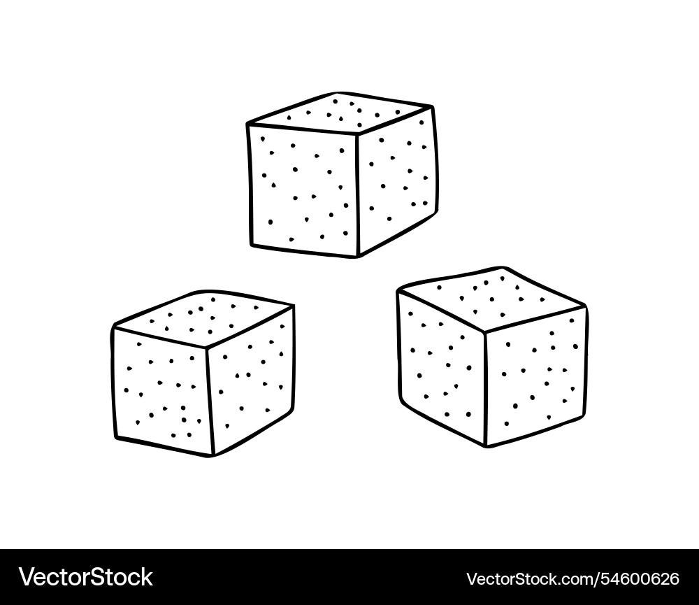 Outline hand drawn sugar cubes doodle Royalty Free Vector