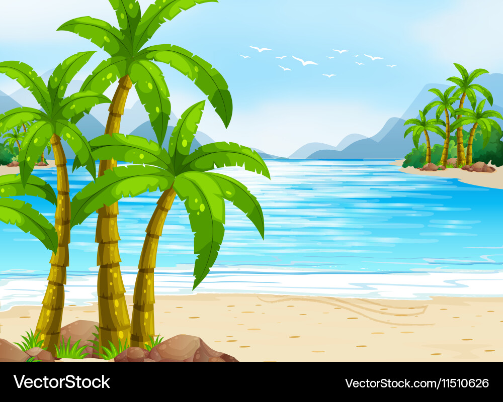 Summer theme with beach and ocean Royalty Free Vector Image
