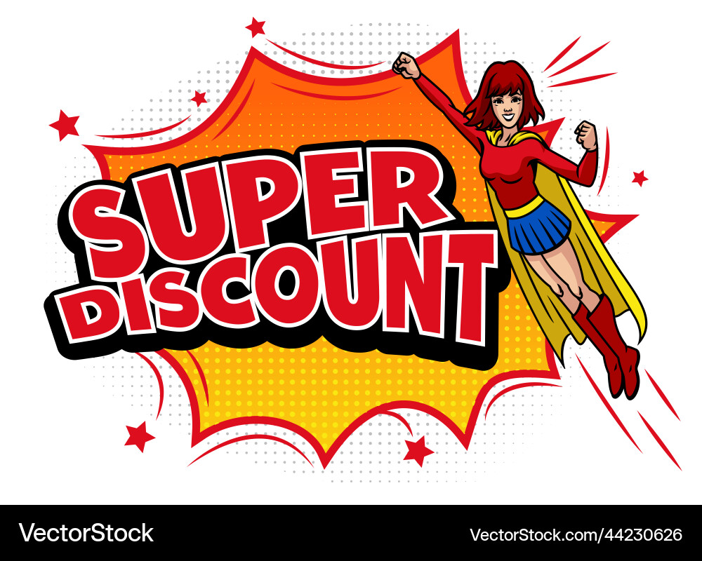 Superhero super discount promotion Royalty Free Vector Image