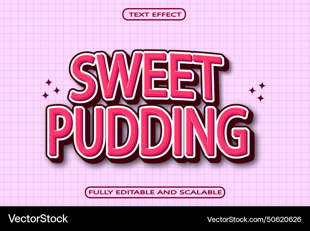 Sweet pudding editable text effect 3 dimension Vector Image