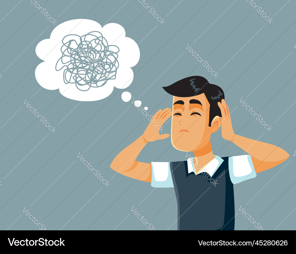 Unhappy man feeling confused and desperate Vector Image