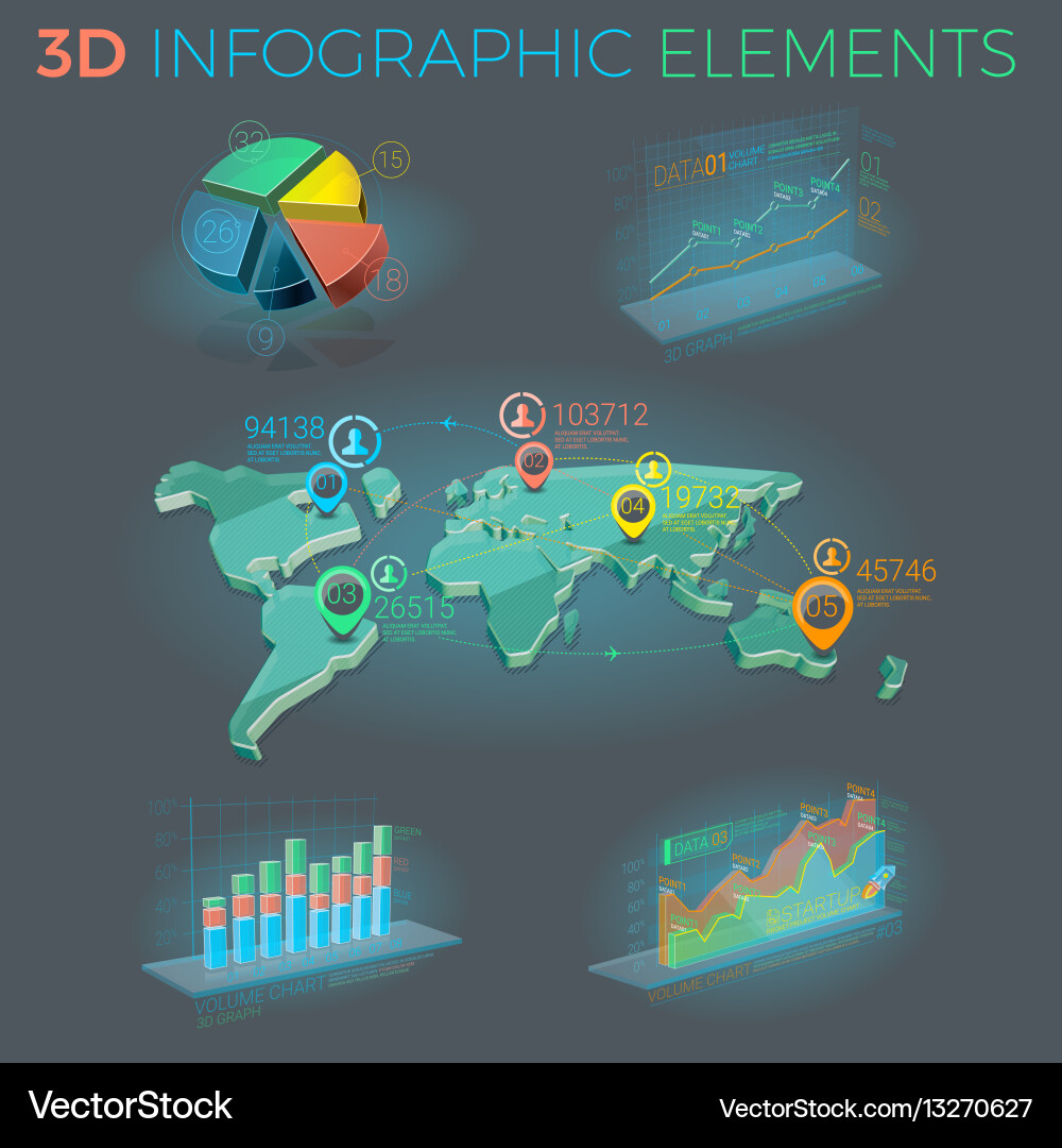3d infographic elements Royalty Free Vector Image
