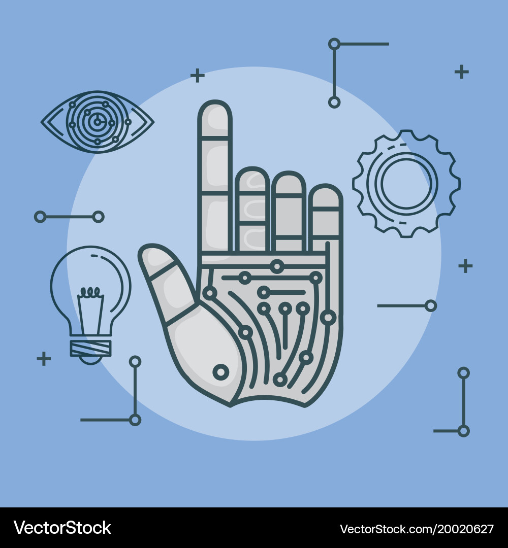 Artificial intelligence technology set icons Vector Image
