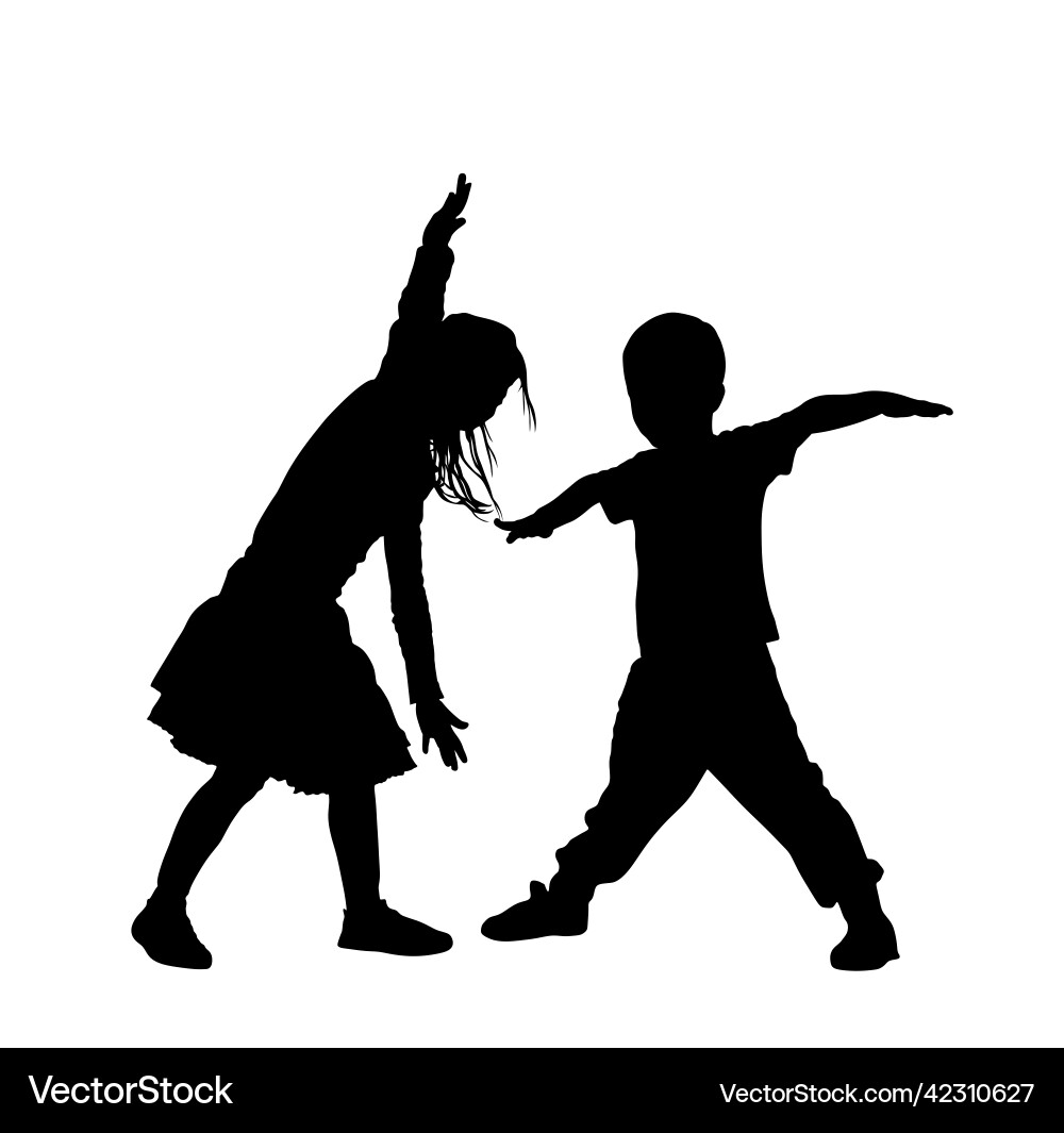 Boy and girl hugging silhouette Royalty Free Vector Image