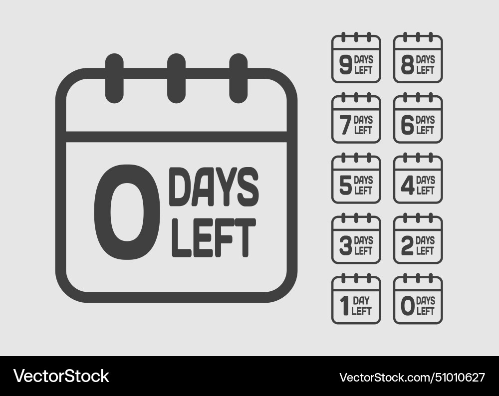 Countdown daily page calendar icon - 0 days left Vector Image