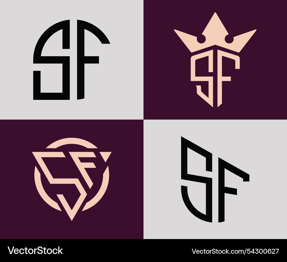 Creative simple initial letters sf logo designs Vector Image