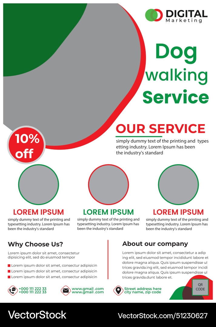 Dog service flyer design template Royalty Free Vector Image