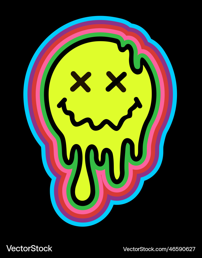 Funny psychedelic surreal techno acid lsd melt Vector Image