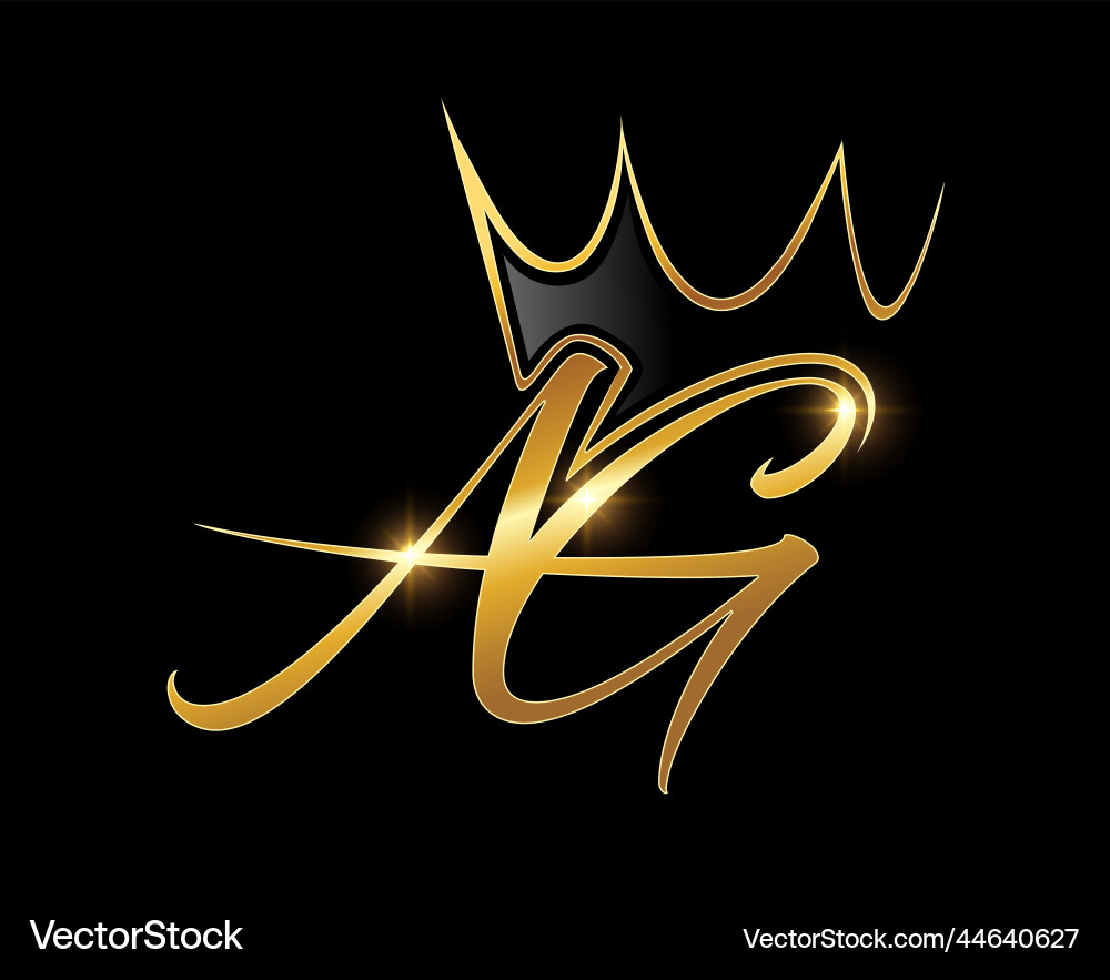 Golden crown monogram logo initial ag Royalty Free Vector